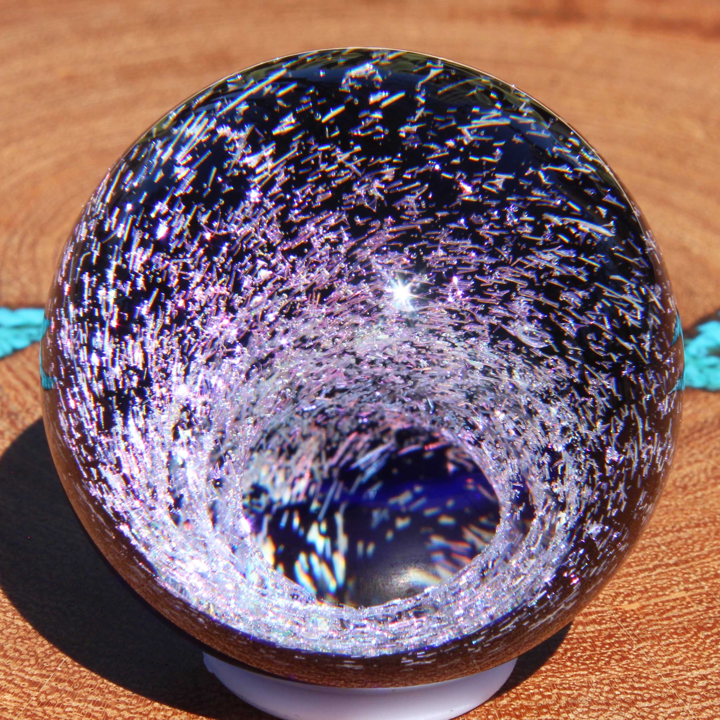 Borosilicate Marble Dichroism Lavender Silver Vortex