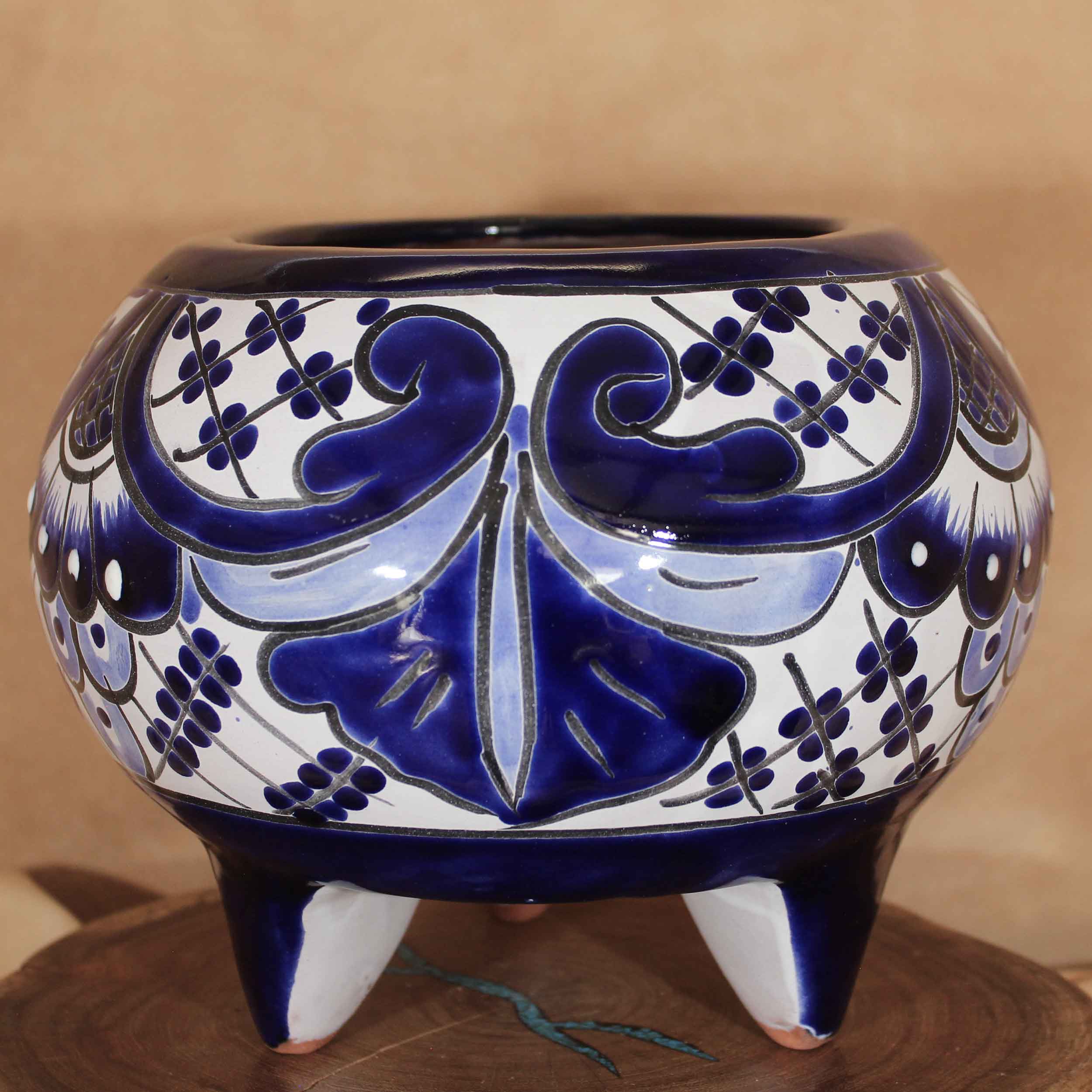 Talavera Garden Pottery Flow Blue & White